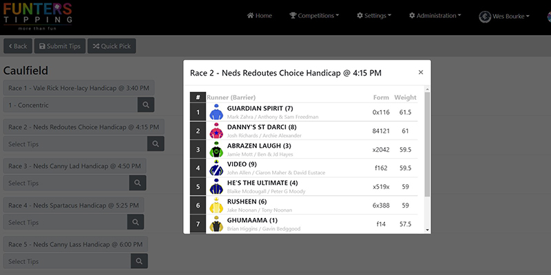 HORSE RACING TIPPING COMPETITION - Funters