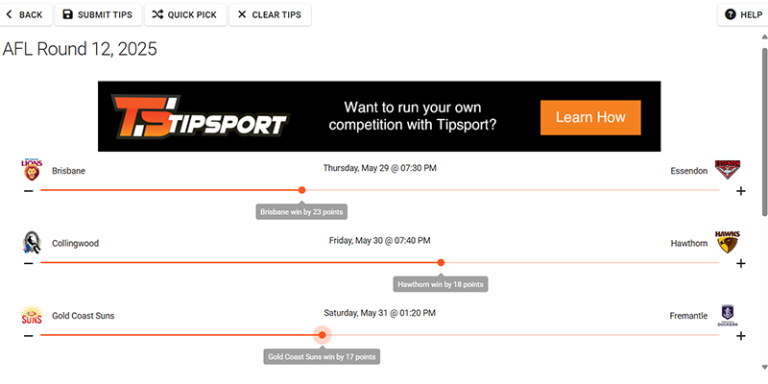 AFL FOOTY TIPPING COMPETITION - Tipsport